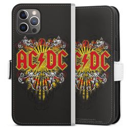 DeinDesign iPhone 12 Pro Handy Klapph&uuml;lle Handyh&uuml;lle aus Kunst Leder wei&szlig; Flip Case Music Acdc Rock Sideflip mit Lasche