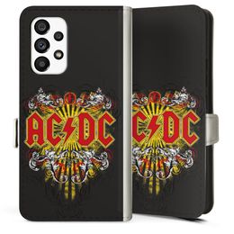 DeinDesign Galaxy A53 5G Handy Klapph&uuml;lle Handyh&uuml;lle aus Kunst Leder wei&szlig; Flip Case Music Acdc Rock Sideflip mit Lasche