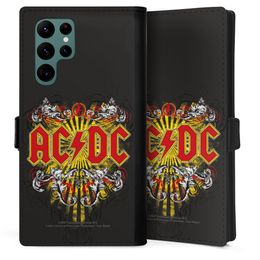 DeinDesign Galaxy S22 Ultra Handy Klapph&uuml;lle Handyh&uuml;lle aus Kunst Leder schwarz Flip Case Music Acdc Rock Sideflip mit langer Lasche