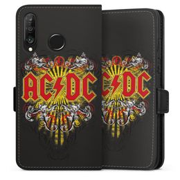DeinDesign Huawei P30 Lite Handy Klapph&uuml;lle Handyh&uuml;lle aus Kunst Leder schwarz Flip Case Music Acdc Rock Sideflip mit Lasche