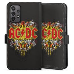 DeinDesign Galaxy A23 5G Handy Klapph&uuml;lle Handyh&uuml;lle aus Kunst Leder schwarz Flip Case Music Acdc Rock Sideflip mit Lasche