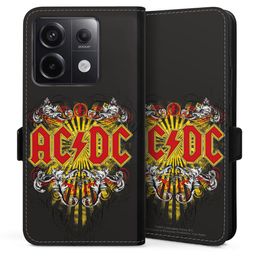 DeinDesign Xiaomi Redmi Note 13 Pro 5G Handy Klapph&uuml;lle Handyh&uuml;lle aus Kunst Leder schwarz Flip Case Music Acdc Rock Sideflip mit Lasche