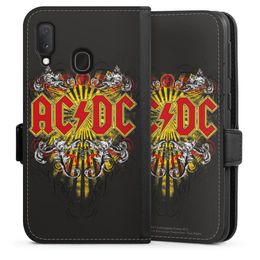 DeinDesign Galaxy A20e Handy Klapph&uuml;lle Handyh&uuml;lle aus Kunst Leder schwarz Flip Case Music Acdc Rock Sideflip mit Lasche