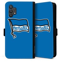 DeinDesign Galaxy A32 5G Handy Klapph&uuml;lle Handyh&uuml;lle aus Kunst Leder schwarz Flip Case Hertha Bsc Flag Official Licensed Product Sideflip mit langer Lasche