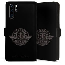 DeinDesign Huawei P30 Pro Handy Klapph&uuml;lle Handyh&uuml;lle aus Kunst Leder schwarz Flip Case Rock Acdc Merchandise Sideflip mit langer Lasche