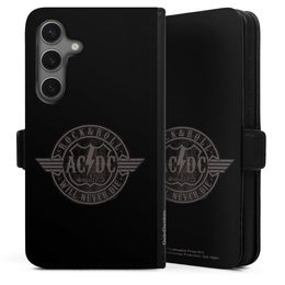 DeinDesign Galaxy S25 Handy Klapph&uuml;lle Handyh&uuml;lle aus Kunst Leder schwarz Flip Case Rock Acdc Merchandise Sideflip mit Lasche