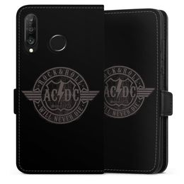 DeinDesign Huawei P30 Lite Handy Klapph&uuml;lle Handyh&uuml;lle aus Kunst Leder schwarz Flip Case Rock Acdc Merchandise Sideflip mit Lasche