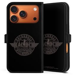 DeinDesign iPhone 17 Pro Handy Klapph&uuml;lle Handyh&uuml;lle aus Kunst Leder schwarz Flip Case Rock Acdc Merchandise Sideflip mit Lasche