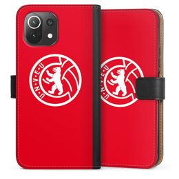 DeinDesign Xiaomi Mi 11 Lite 5G Handy Klapph&uuml;lle Handyh&uuml;lle aus Kunst Leder schwarz Flip Case Official Licensed Product 1. Fc Union Berlin Bear Sideflip mit 