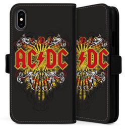 DeinDesign iPhone Xs Handy Klapph&uuml;lle Handyh&uuml;lle aus Kunst Leder schwarz Flip Case Music Acdc Rock Sideflip mit langer Lasche