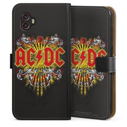 DeinDesign Galaxy XCover 6 Pro Handy Klapph&uuml;lle Handyh&uuml;lle aus Kunst Leder schwarz Flip Case Music Acdc Rock Sideflip mit langer Lasche