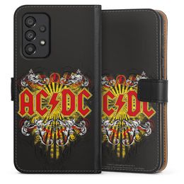 DeinDesign Galaxy A33 5G Handy Klapph&uuml;lle Handyh&uuml;lle aus Kunst Leder schwarz Flip Case Music Acdc Rock Sideflip mit langer Lasche
