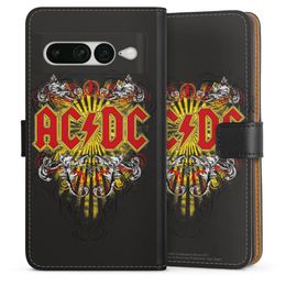 DeinDesign Google Pixel 7 Pro Handy Klapph&uuml;lle Handyh&uuml;lle aus Kunst Leder schwarz Flip Case Music Acdc Rock Sideflip mit langer Lasche
