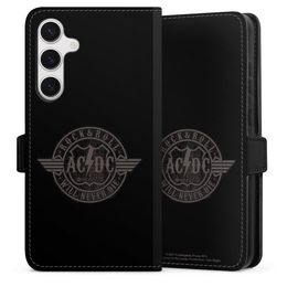 DeinDesign Galaxy S24+ Handy Klapph&uuml;lle Handyh&uuml;lle aus Kunst Leder schwarz Flip Case Rock Acdc Merchandise Sideflip mit Lasche
