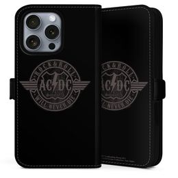DeinDesign iPhone 16 Pro Max Handy Klapph&uuml;lle Handyh&uuml;lle aus Kunst Leder schwarz Flip Case Rock Acdc Merchandise Sideflip mit Lasche