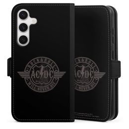 DeinDesign Galaxy S24 Handy Klapph&uuml;lle Handyh&uuml;lle aus Kunst Leder schwarz Flip Case Rock Acdc Merchandise Sideflip mit Lasche