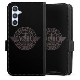 DeinDesign Galaxy A54 5G Handy Klapph&uuml;lle Handyh&uuml;lle aus Kunst Leder schwarz Flip Case Rock Acdc Merchandise Sideflip mit Lasche