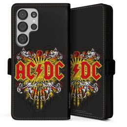 DeinDesign Galaxy S25 Ultra Handy Klapph&uuml;lle Handyh&uuml;lle aus Kunst Leder schwarz Flip Case Music Acdc Rock Sideflip mit Lasche