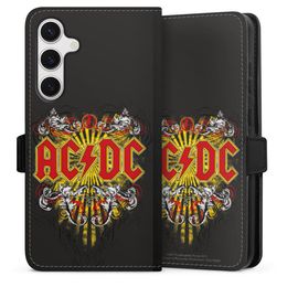 DeinDesign Galaxy S24+ Handy Klapph&uuml;lle Handyh&uuml;lle aus Kunst Leder schwarz Flip Case Music Acdc Rock Sideflip mit Lasche