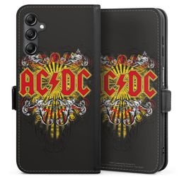 DeinDesign Galaxy A14 5G Handy Klapph&uuml;lle Handyh&uuml;lle aus Kunst Leder schwarz Flip Case Music Acdc Rock Sideflip mit Lasche