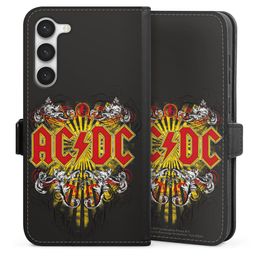DeinDesign Galaxy S23+ Handy Klapph&uuml;lle Handyh&uuml;lle aus Kunst Leder schwarz Flip Case Music Acdc Rock Sideflip mit Lasche