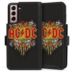 DeinDesign Galaxy S21 5G Handy Klapph&uuml;lle Handyh&uuml;lle aus Kunst Leder schwarz Flip Case Music Acdc Rock Sideflip mit Lasche