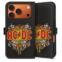 DeinDesign iPhone 17 Pro Handy Klapph&uuml;lle Handyh&uuml;lle aus Kunst Leder schwarz Flip Case Music Acdc Rock Sideflip mit Lasche