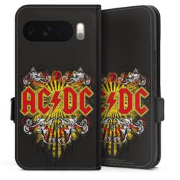 DeinDesign Google Pixel 10 Pro XL Handy Klapph&uuml;lle Handyh&uuml;lle aus Kunst Leder schwarz Flip Case Music Acdc Rock Sideflip mit Lasche
