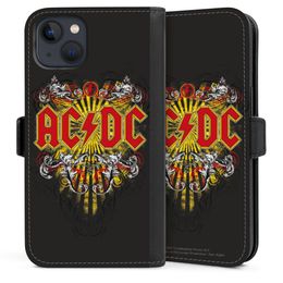 DeinDesign iPhone 13 Handy Klapph&uuml;lle Handyh&uuml;lle aus Kunst Leder schwarz Flip Case Music Acdc Rock Sideflip mit Lasche