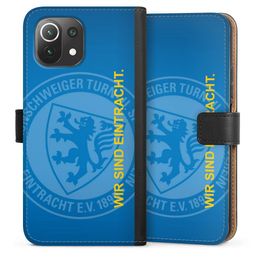 DeinDesign Xiaomi Mi 11 Lite 5G Handy Klapph&uuml;lle Handyh&uuml;lle aus Kunst Leder schwarz Flip Case Official Licensed Product Eintracht Braunschweig Statement Sideflip