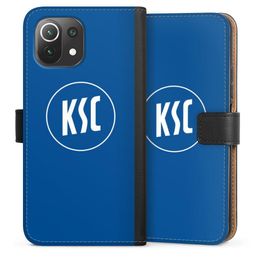 DeinDesign Xiaomi Mi 11 Lite 5G Handy Klapph&uuml;lle Handyh&uuml;lle aus Kunst Leder schwarz Flip Case Logo Karlsruher Sc Ksc Sideflip mit langer Lasche