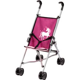 Puppenbuggy BAYER "bordeaux mit Einhorn", rot (bordeaux einhorn), Puppenwagen, KinderB:27cm H:56cm T:47cm, B:27cm H:56cm T:47cm