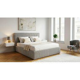 Polsterbett OTTO HOME "AVVRA in der Gr&ouml;&szlig;e 180x200 cm, mit flauschigen Breitcord bezogen", hellgrau, B:201cm H:118cm L:220cm, Betten, Polsterbett, wahlweise mit Lattenrost und King-Matratze (28cm)