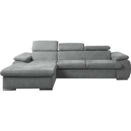 Ecksofa WERK2 "Cosmo modern und bequem, Breite 282cm, L-Form", hellgrau, B:282cm H:99cm T:192cm, 100% Polyester, Sofas, Ecksofa, Eckcouch mit Schlaffunktion, Bettkasten & verstellbaren Kopfteilen