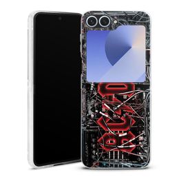 DeinDesign Galaxy Z Flip 6 Handy Hard Case Schutzh&uuml;lle transparent Smartphone Handy H&uuml;lle Acdc Merchandise Official Licensed Product Hard Case