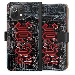 DeinDesign Xiaomi Mi 11 Lite 5G Handy Klapph&uuml;lle Handyh&uuml;lle aus Kunst Leder schwarz Flip Case Acdc Merchandise Official Licensed Product Sideflip mit langer 