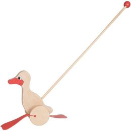 Schiebestab goki "Schiebetier Ente Holz", natur, Nachziehspielzeug, BabyB:10,8cm H:65cm T:21cm, Holz, B:10,8cm H:65cm T:21cm