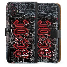 DeinDesign Galaxy XCover 6 Pro Handy Klapph&uuml;lle Handyh&uuml;lle aus Kunst Leder schwarz Flip Case Merchandise Acdc Official Licensed Product Sideflip mit langer 