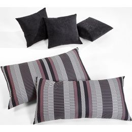 Dekokissen, schwarz (schwarz, gemustert unifarben), B:40cm L:40cm, Polyester, Westfalia Schlafkomfort, Dekokissen_Sitzkissen_Kissenh&uuml;llen, 5-teilig