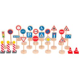 Spiel-Verkehrszeichen Small Foot "Verkehrsschilder-Set", bunt, Fahrzeug-Spielwelten, Kinder, Holz