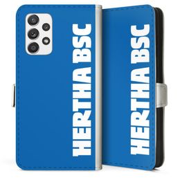 DeinDesign Galaxy A52s 5G Handy Klapph&uuml;lle Handyh&uuml;lle aus Kunst Leder wei&szlig; Flip Case Blue Hertha Bsc Soccer Sideflip mit Lasche