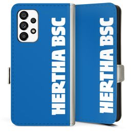 DeinDesign Galaxy A53 5G Handy Klapph&uuml;lle Handyh&uuml;lle aus Kunst Leder wei&szlig; Flip Case Hertha Bsc Blue Soccer Sideflip mit Lasche