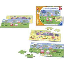 Puzzle Ravensburger "tiptoi Puzzle f&uuml;r kleine Entdecker: Peppa Pig", bunt, Puzzles, Kinder, Pappe, (2 x 24 Teile) Made in Europe