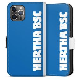 DeinDesign iPhone 12 Pro Handy Klapph&uuml;lle Handyh&uuml;lle aus Kunst Leder wei&szlig; Flip Case Blue Hertha Bsc Soccer Sideflip mit Lasche