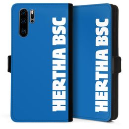 DeinDesign Huawei P30 Pro Handy Klapph&uuml;lle Handyh&uuml;lle aus Kunst Leder schwarz Flip Case Blue Hertha Bsc Soccer Sideflip mit langer Lasche