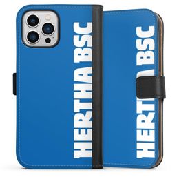 DeinDesign iPhone 13 Pro Max Handy Klapph&uuml;lle Handyh&uuml;lle aus Kunst Leder schwarz Flip Case Blue Hertha Bsc Soccer Sideflip mit langer Lasche