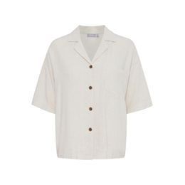 Kurzarmhemd Fransa "Kurzarmhemd FRATEL", Damen, Gr. XL, N-Gr, blau (birch melange), Obermaterial: 70% Viskose CV. 30% Leinen LI., Hemden