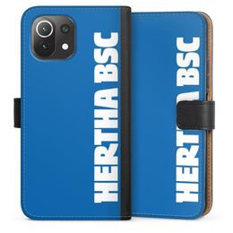 DeinDesign Xiaomi Mi 11 Lite 5G Handy Klapph&uuml;lle Handyh&uuml;lle aus Kunst Leder schwarz Flip Case Soccer Hertha Bsc Blue Sideflip mit langer Lasche