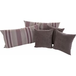 Dekokissen, grau (grau, gemustert unifarben), B:40cm L:40cm, Polyester, Westfalia Schlafkomfort, Dekokissen_Sitzkissen_Kissenh&uuml;llen, 5-teilig