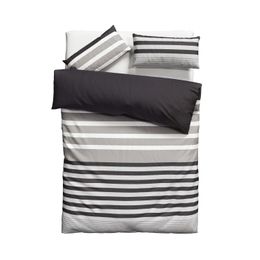 H.I.S. Bettw&auml;sche H.I.S "Majoran", grau (anthrazit), B/L: 135cm x 200cm, 1 Stk., 1 Stk., Biber, B/L: 40cm x 80cm, 2 Stk., Biber, Obermaterial: 100% Baumwolle, Bettw&auml;sche, Bettw&auml;sche, gestreifte Bettw&auml;sche in verschiedenen Qualit&auml;ten, Topseller